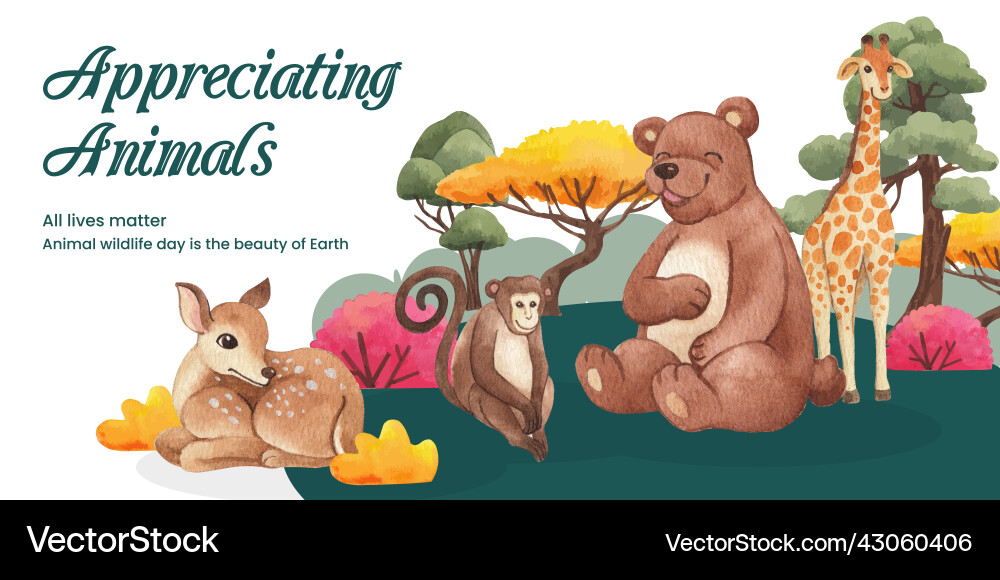 Blog header template with tropical wildlife Vector Image