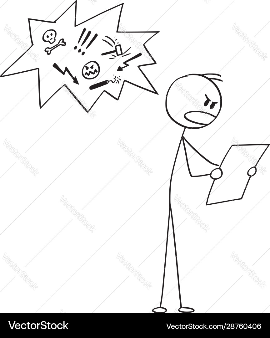 Cartoon man reading document or newspapers Vector Image