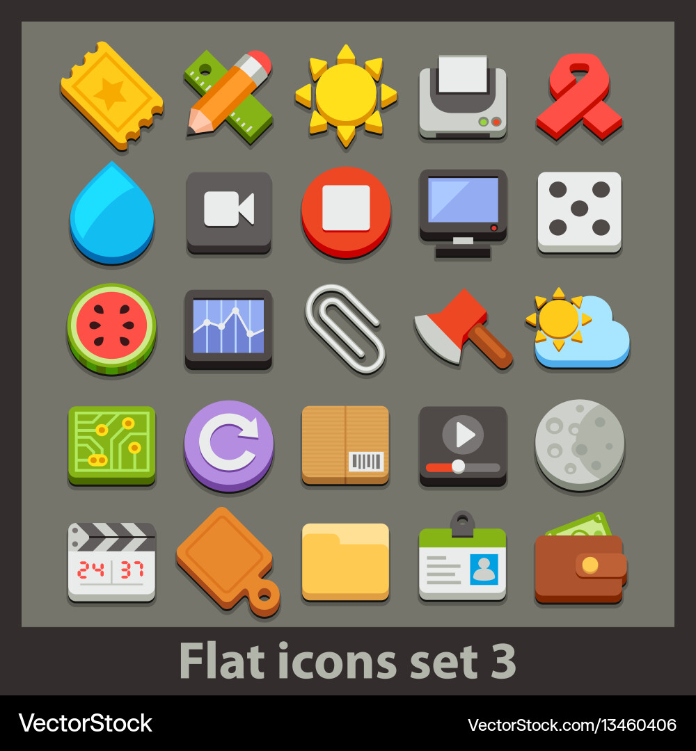 Flat icon-set 3 Royalty Free Vector Image - VectorStock