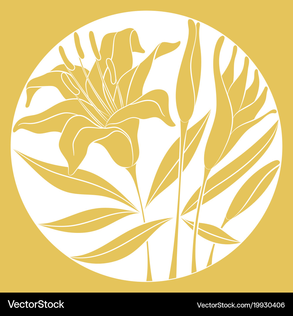 Ground-reverse lily flowers Royalty Free Vector Image
