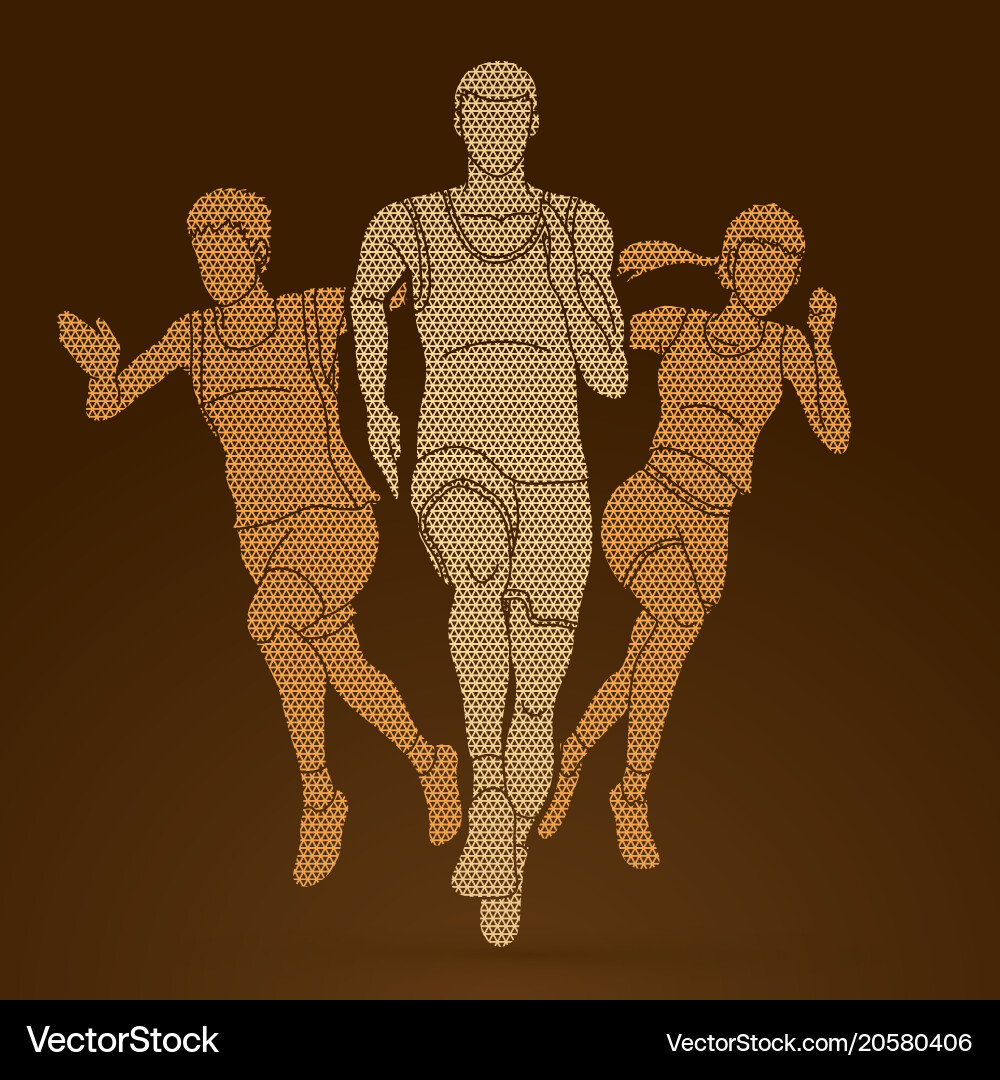 Group of marathon runner people running Royalty Free Vector