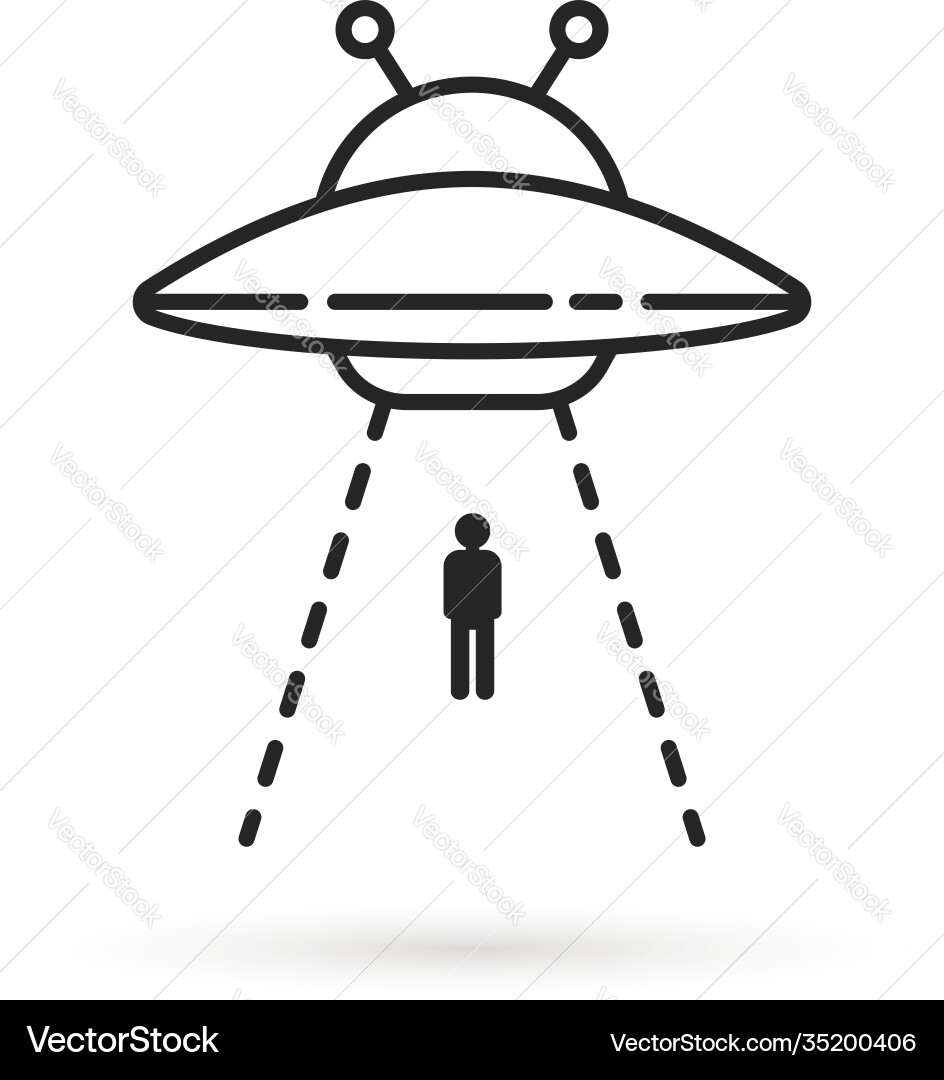 Human abduction aliens linear icon Royalty Free Vector Image