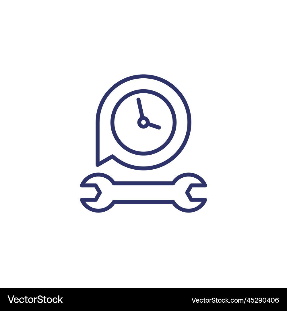 Maintenance time service line icon Royalty Free Vector Image