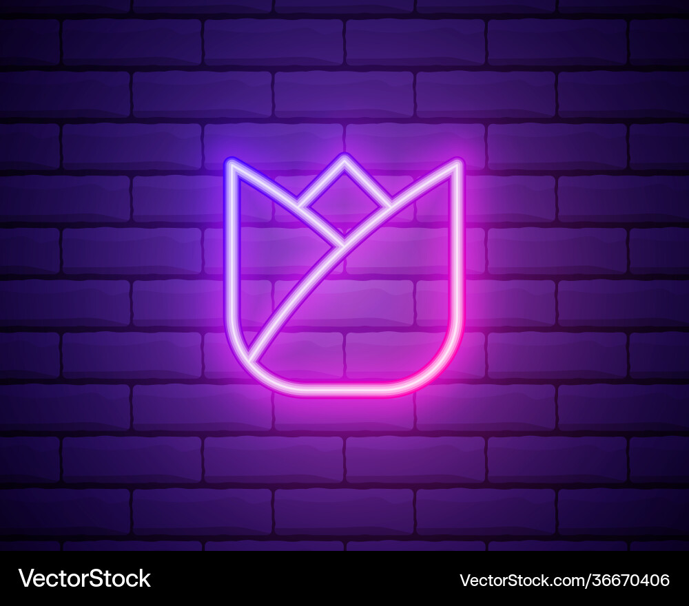 Pink tulip flower neon sign bright light spring Vector Image