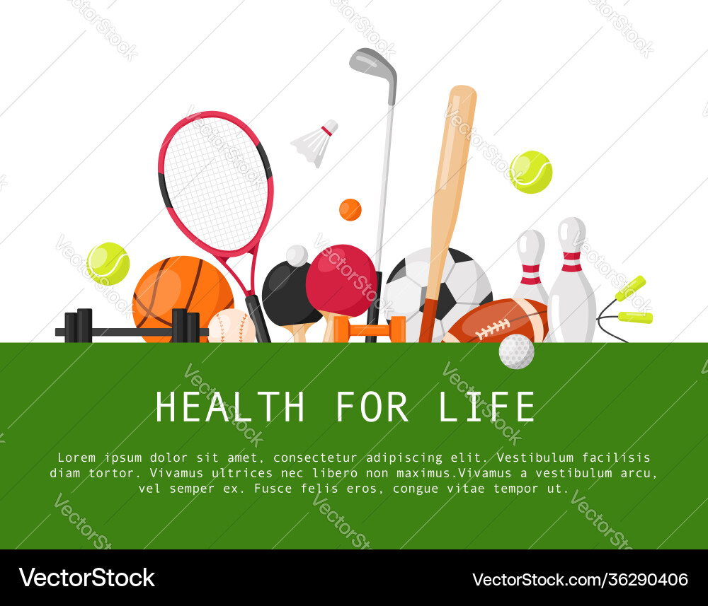 Sports equipment background Royalty Free Vector Image