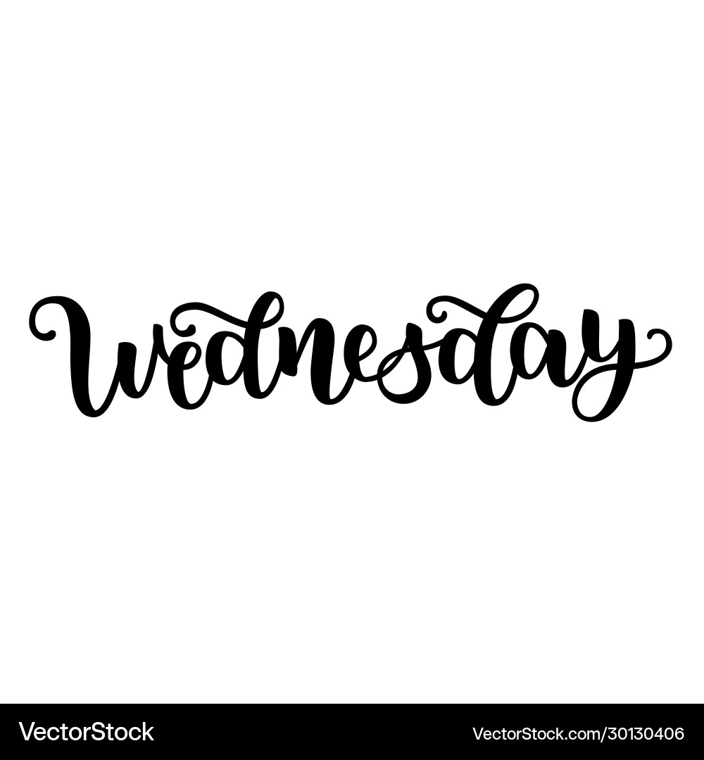 Wednesday handwriting font calligraphy Royalty Free Vector