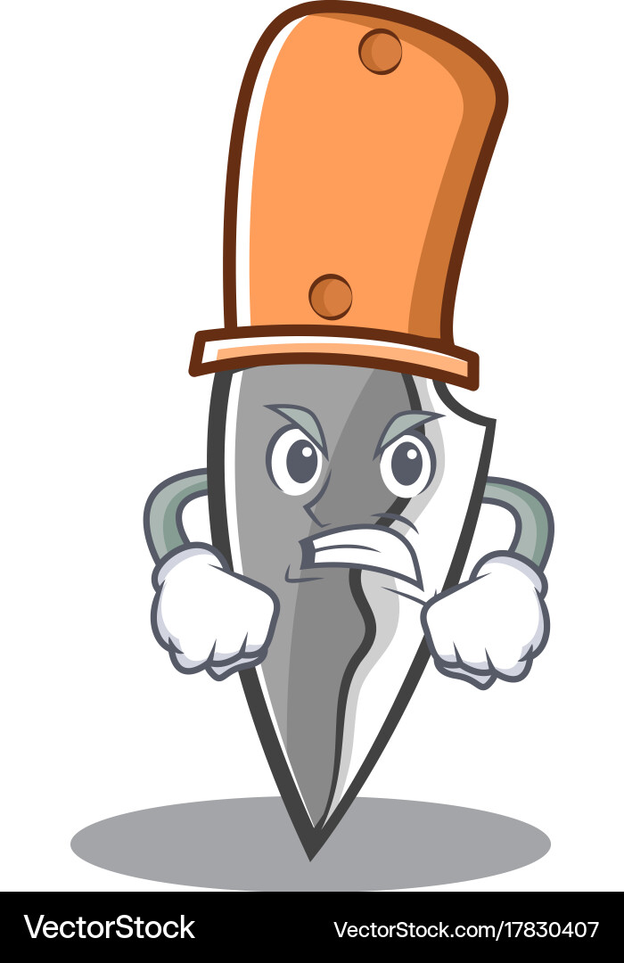Angry knife character cartoon style Royalty Free Vector