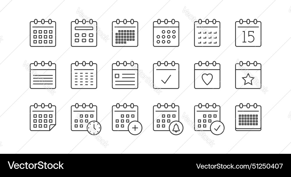 Calendar line icons Royalty Free Vector Image - VectorStock