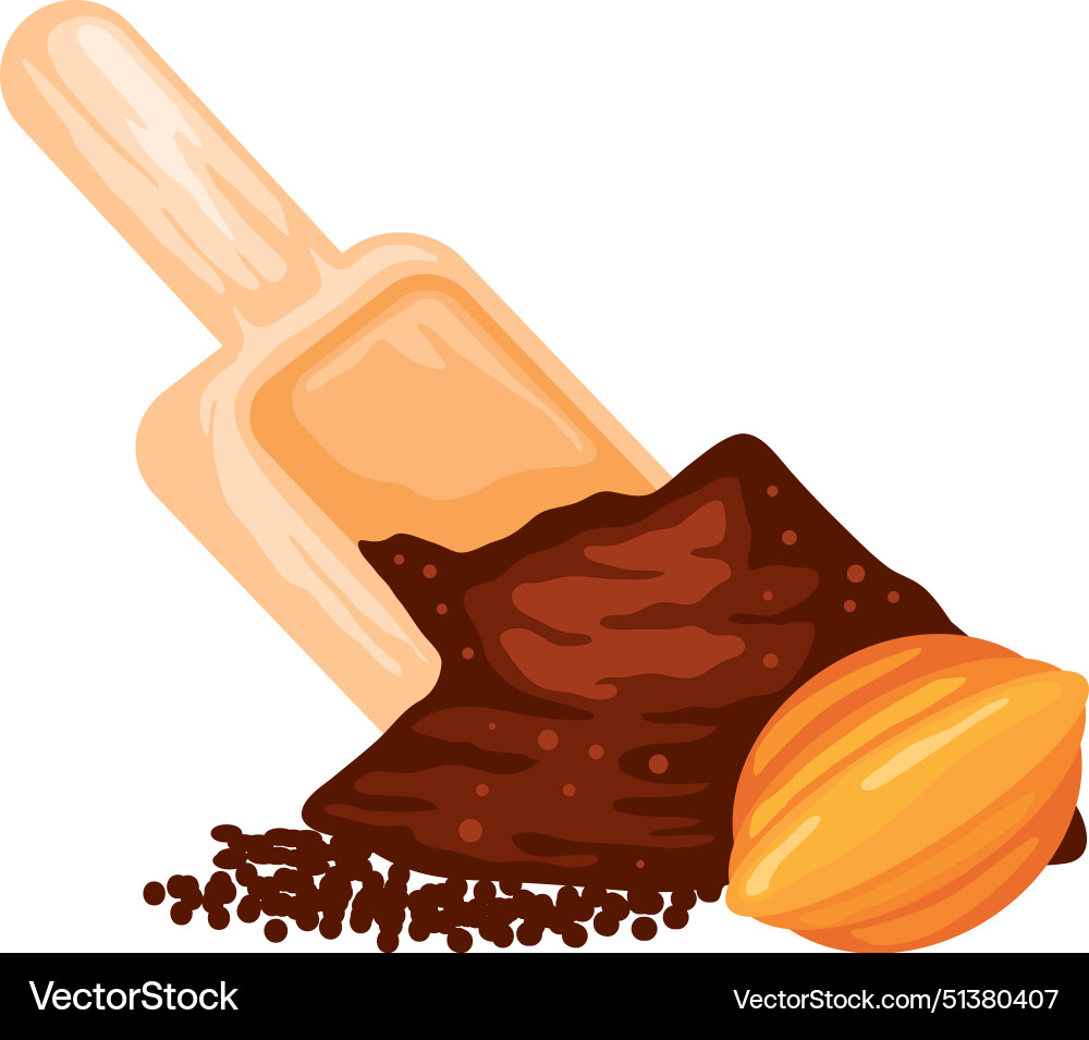Cocoa powder and bean Royalty Free Vector Image