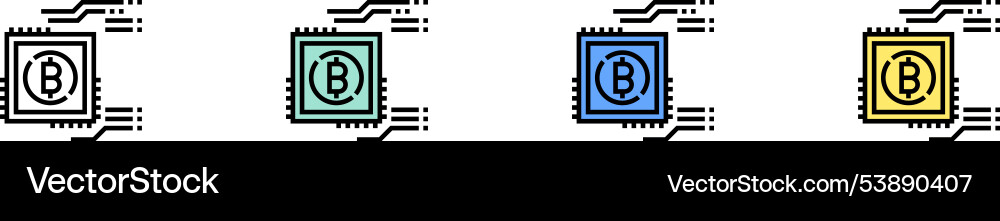 Cpu icon outline green blue and yellow style Vector Image