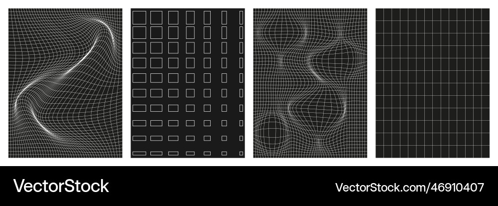 Set of geometry wireframe grid backgrounds Vector Image