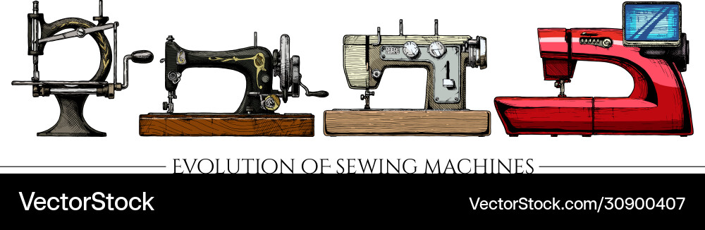 Sewing Machine Evolution Royalty Free Vector Image