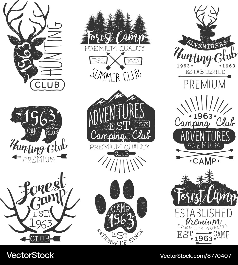 Vintage forest stamps collection Royalty Free Vector Image