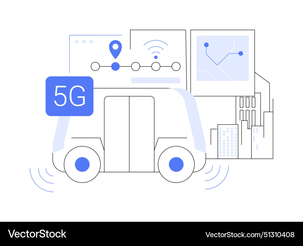 5g autonomous vehicles isolated cartoon Royalty Free Vector