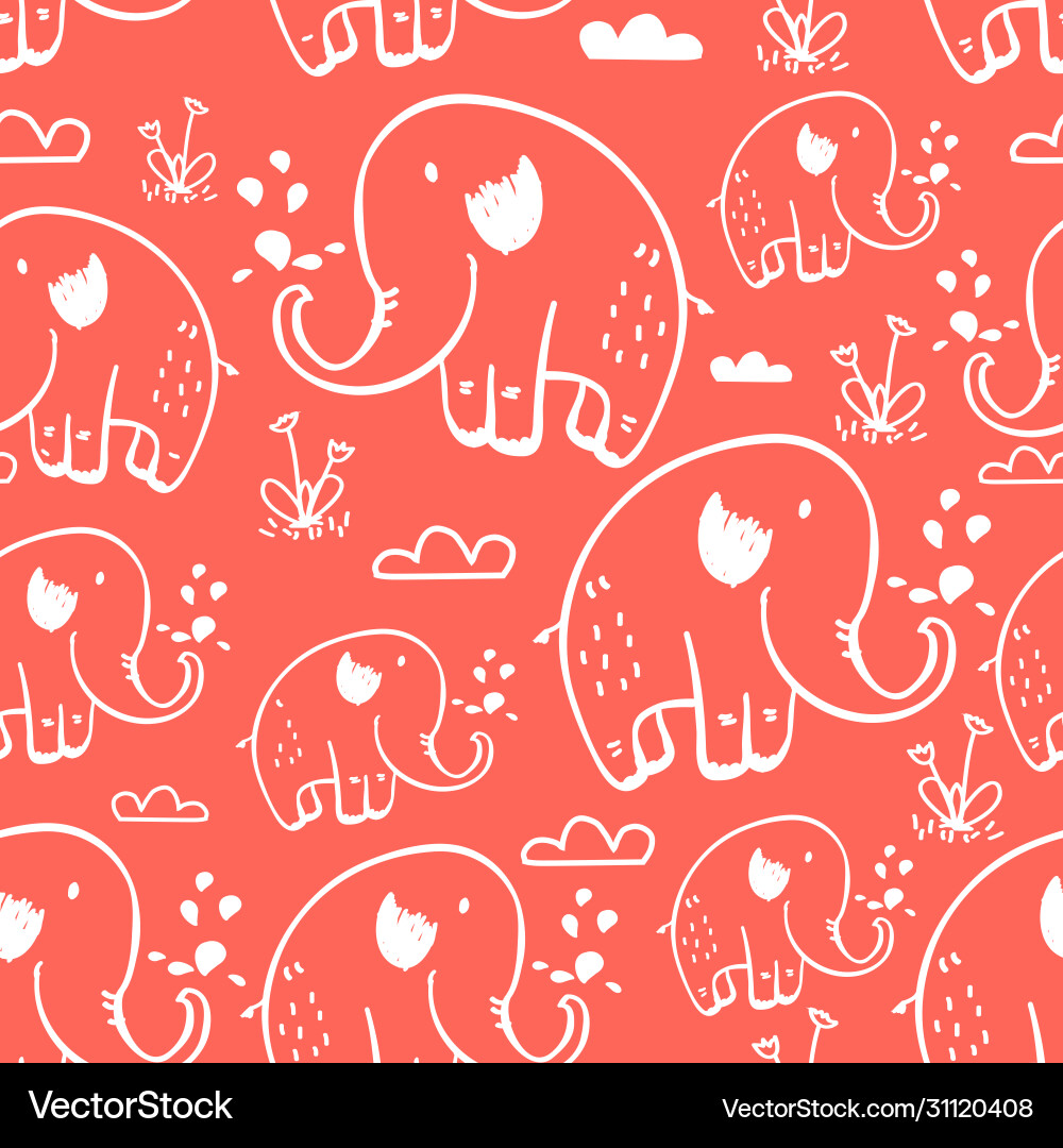 Cute elephants seamless pattern print design Vector Image
