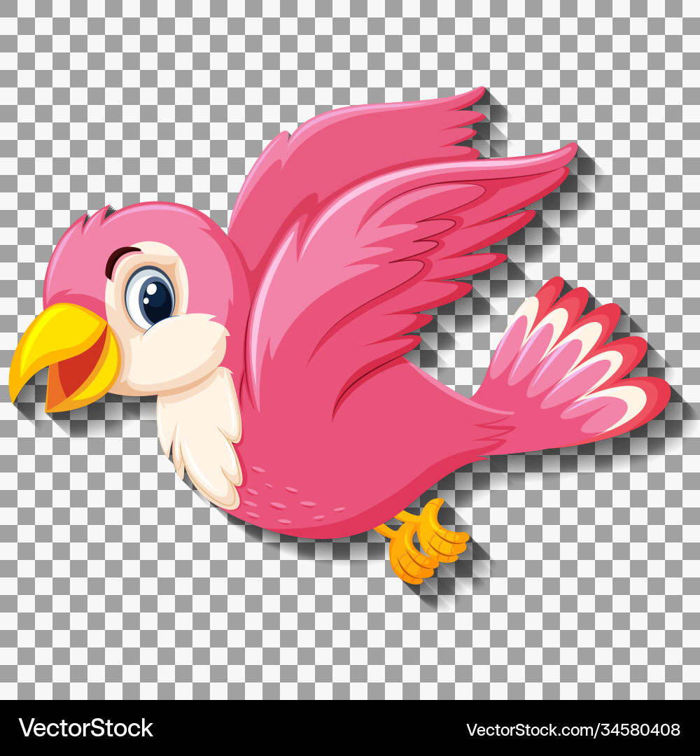 Cute pink bird cartoon character Royalty Free Vector Image