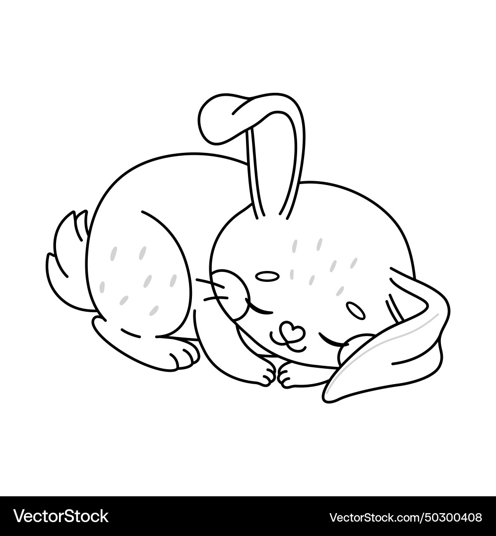 Cute rabbit sleeping cartoon easter bunny kawaii Vector Image