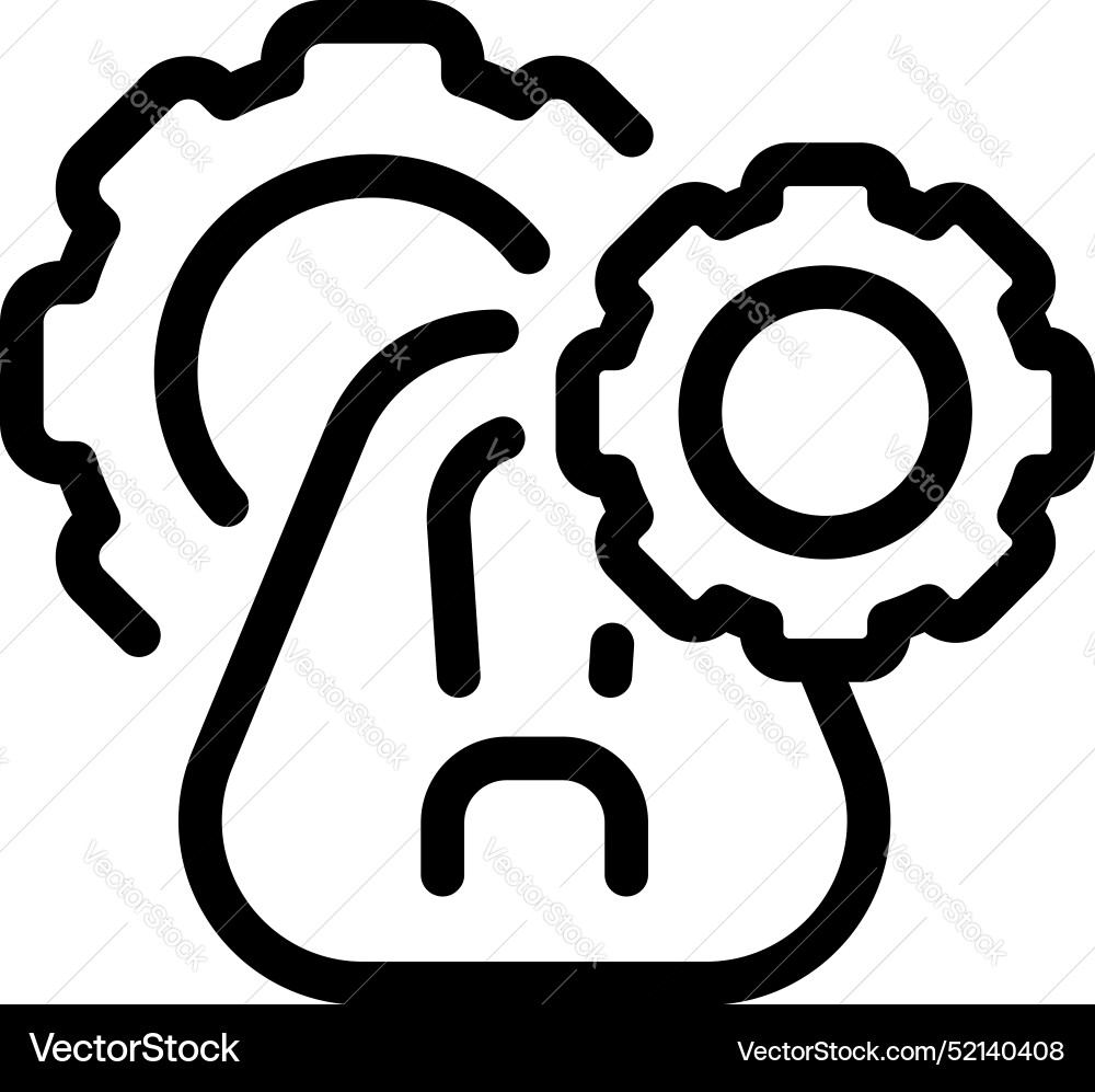 Gears turning inside a sad human head symbolizing Vector Image