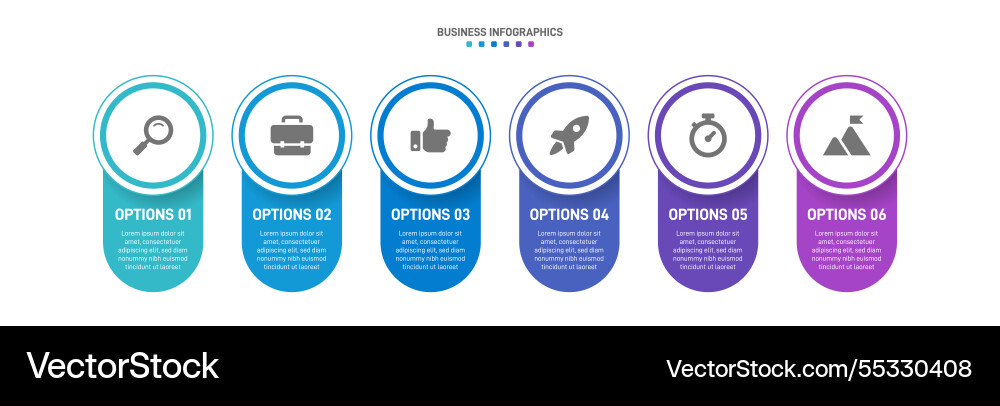 Horizontal progress bar featuring 6 arrow-shaped Vector Image