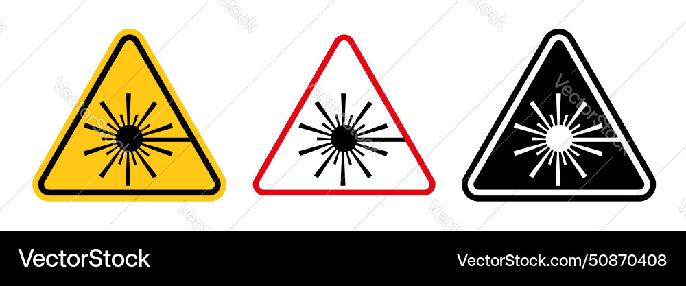 Laser warning icon set notice for areas with Vector Image