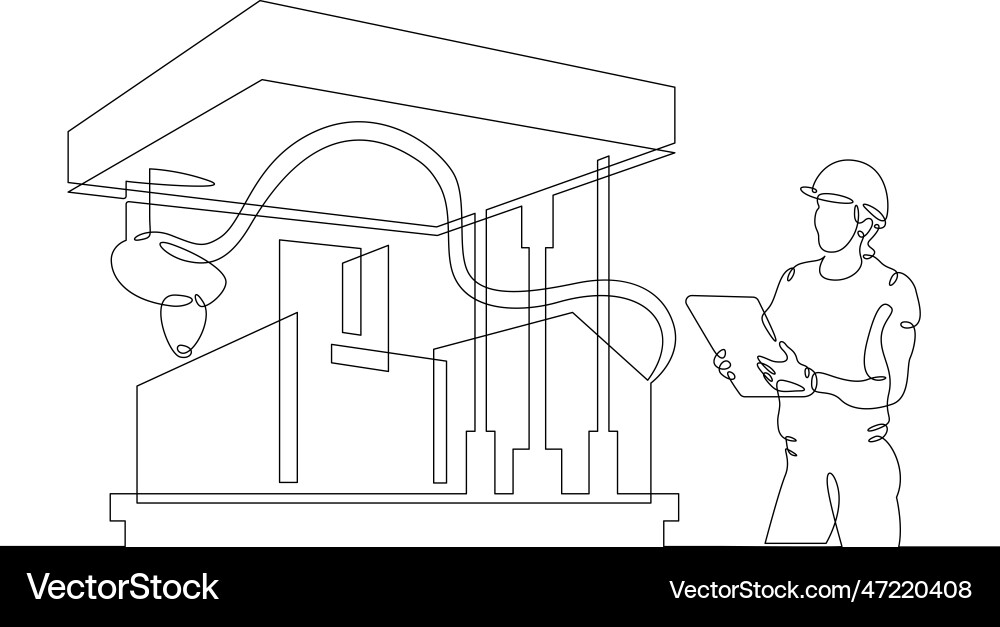One continuous lineconstruction 3d printer Vector Image
