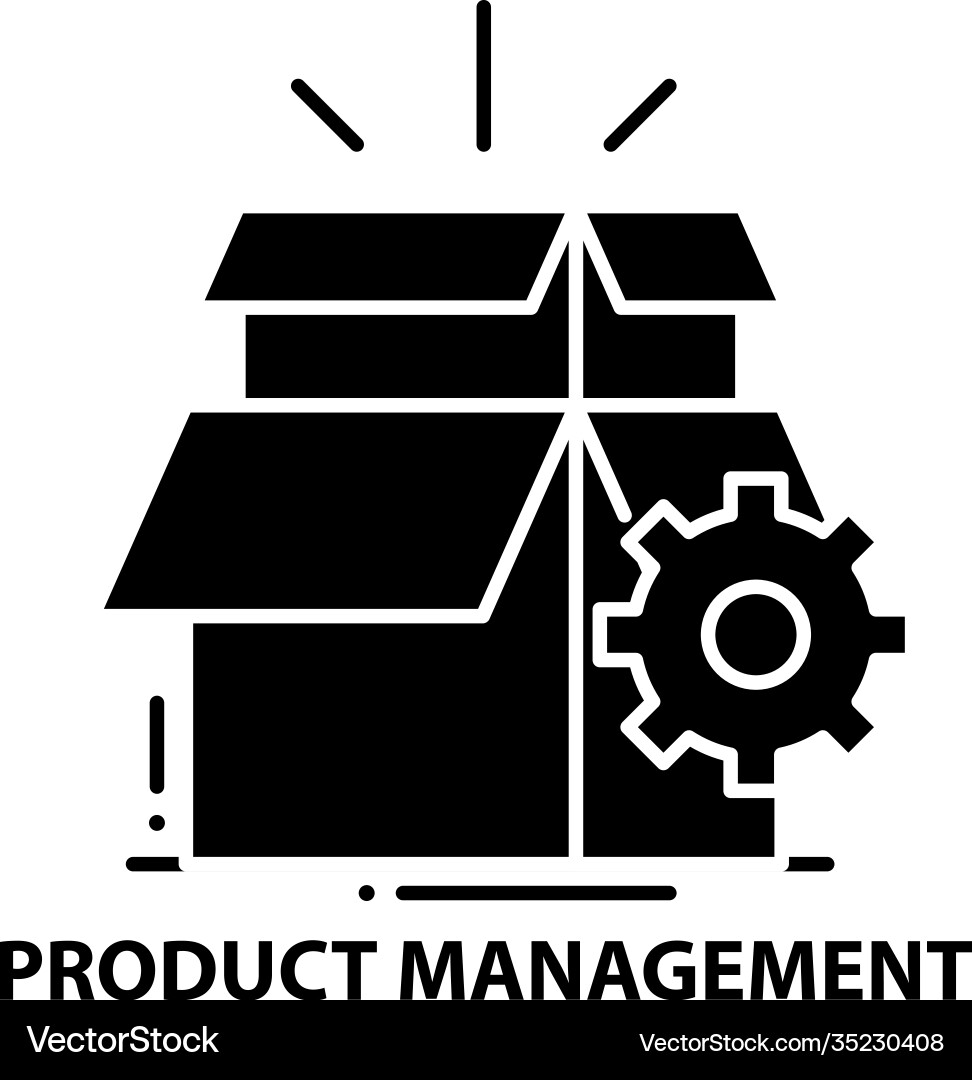 Product management icon black sign Royalty Free Vector Image