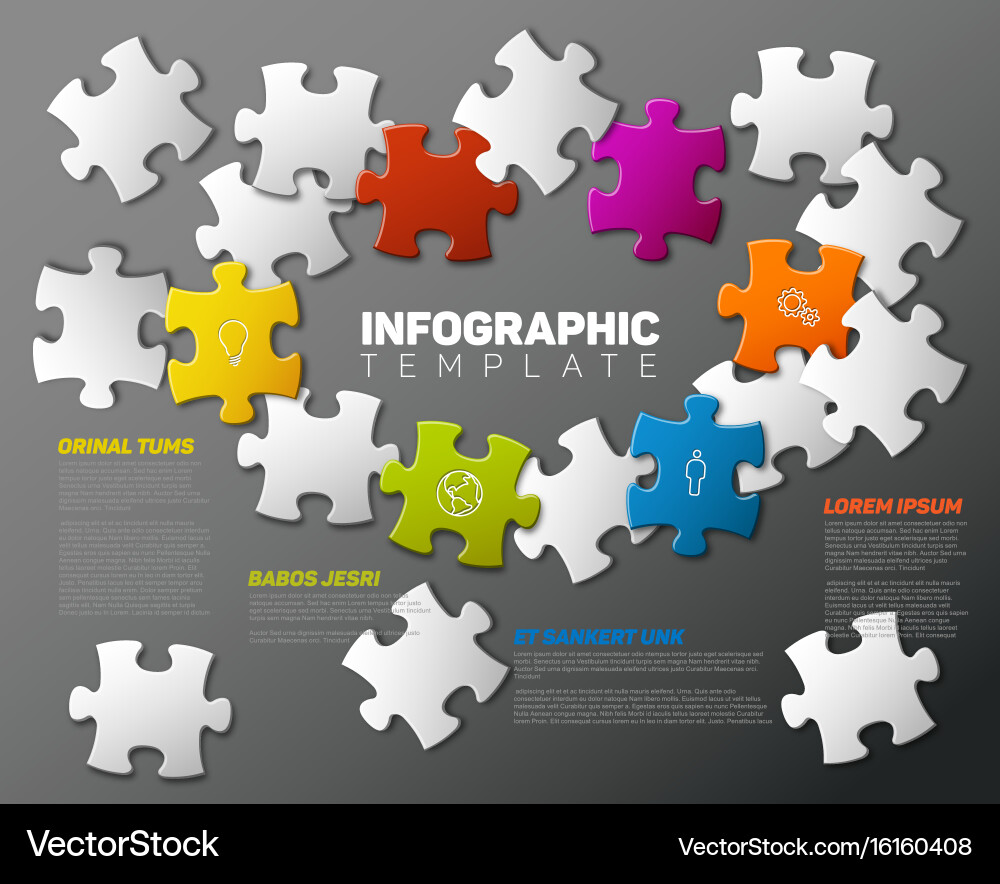 Puzzle infographic report template Royalty Free Vector Image