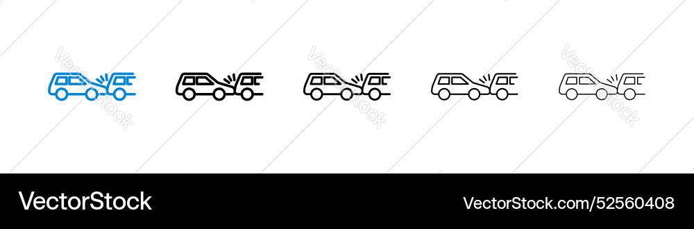 Rear end collision icon set on white background Vector Image
