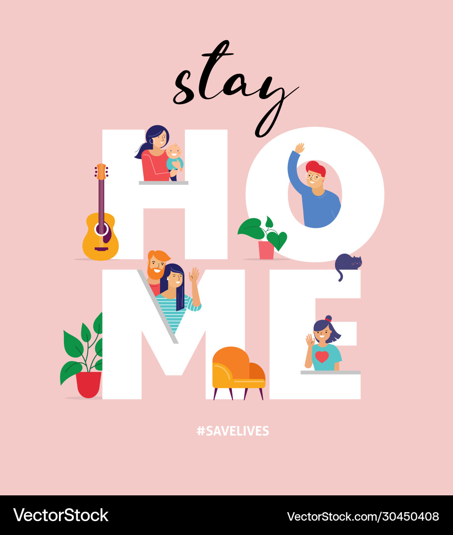 Stay at home concept design different types Vector Image