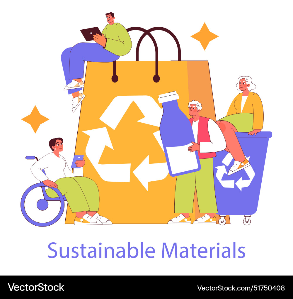 Sustainable materials flat Royalty Free Vector Image