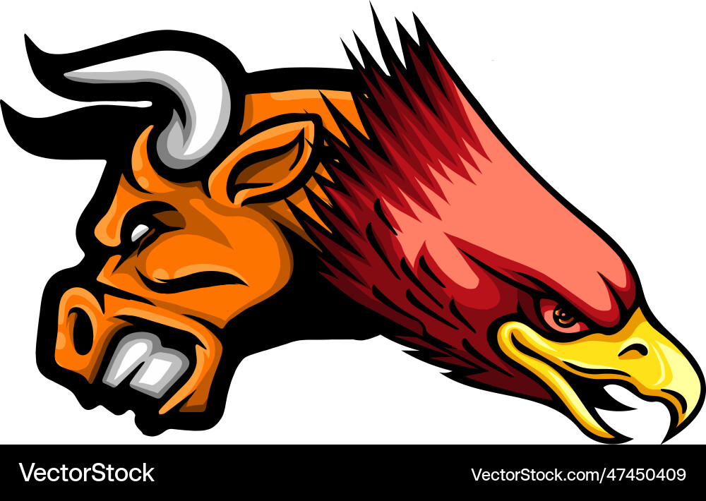 Bull and eagle head Royalty Free Vector Image - VectorStock