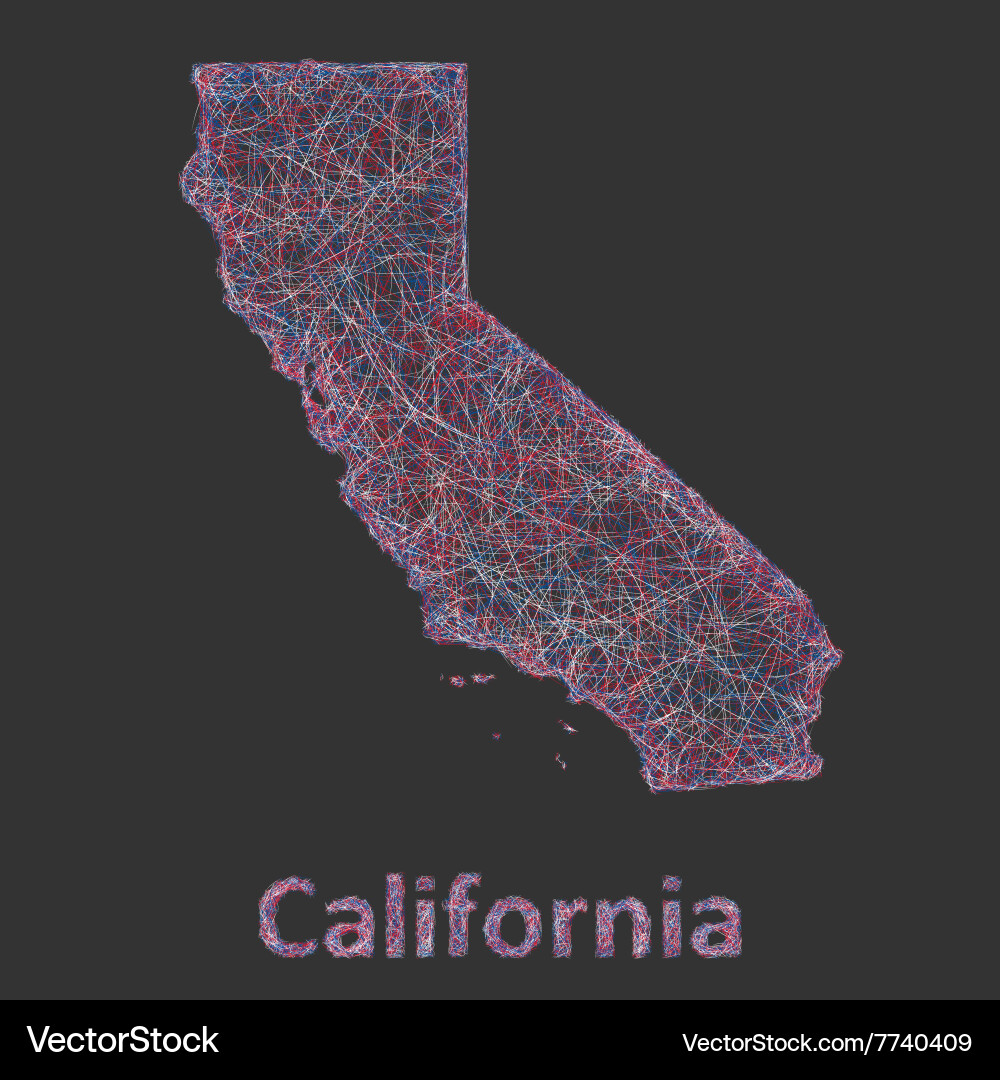 California line art map Royalty Free Vector Image