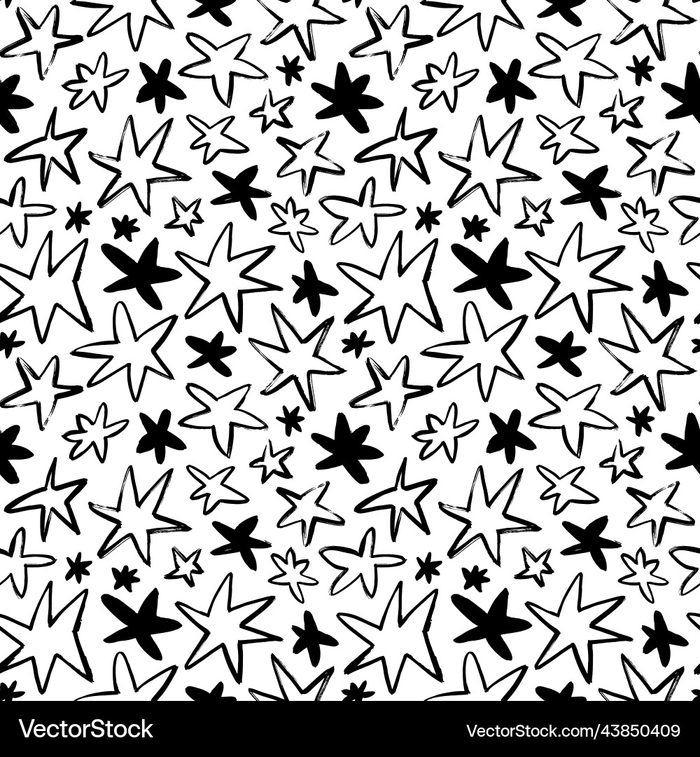 Cartoon stars hand drawn seamless pattern Vector Image