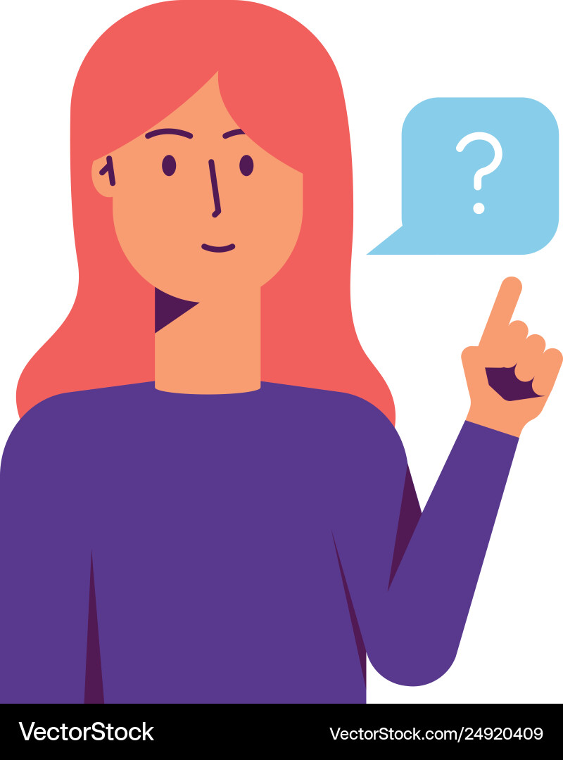 Core values icon girl-customer who has a question Vector Image