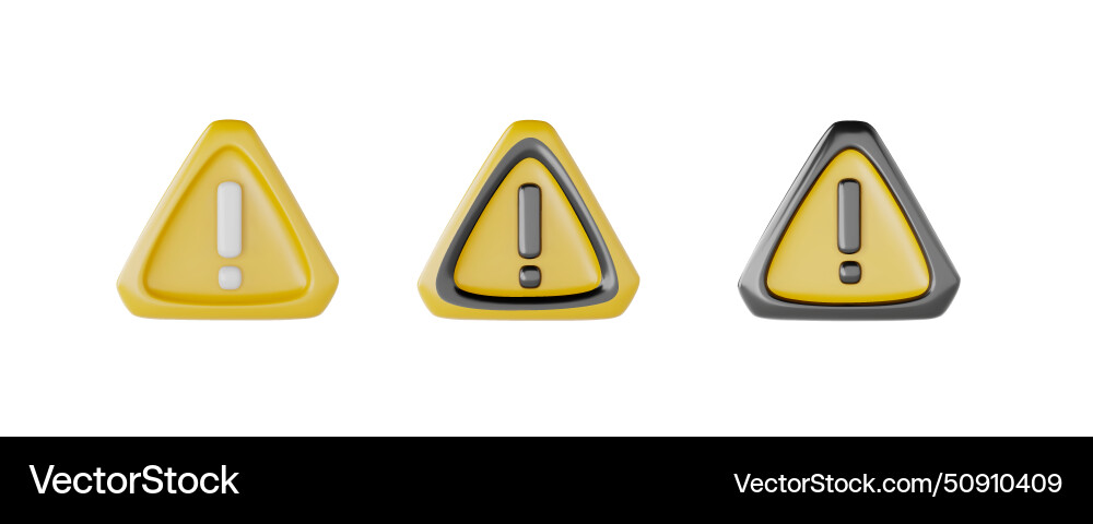 Exclamation point road sign 3d set volume Vector Image