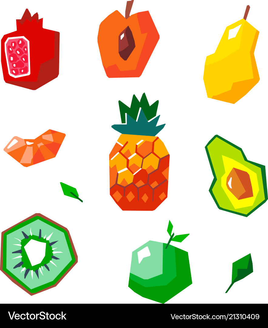 Exotic geometric fruit set Royalty Free Vector Image