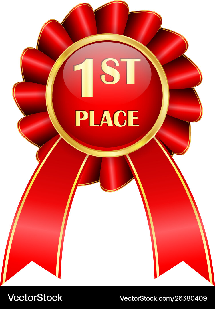 First Place Ribbon Badge Royalty Free Vector Image