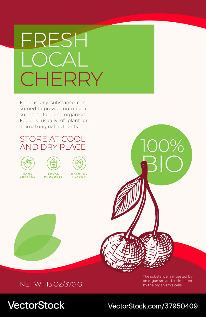 Fresh local fruits and berries label template Vector Image