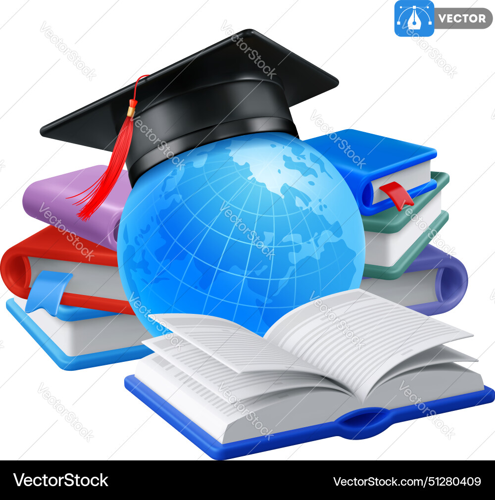 Graduation Globe with Books Royalty Free Vector Image