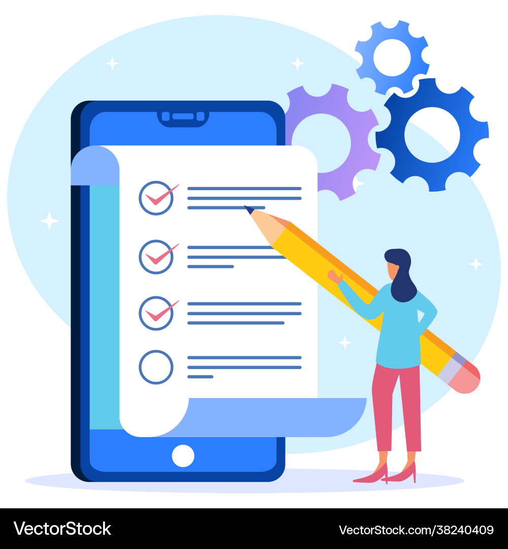 Graphic cartoon character checklist Royalty Free Vector