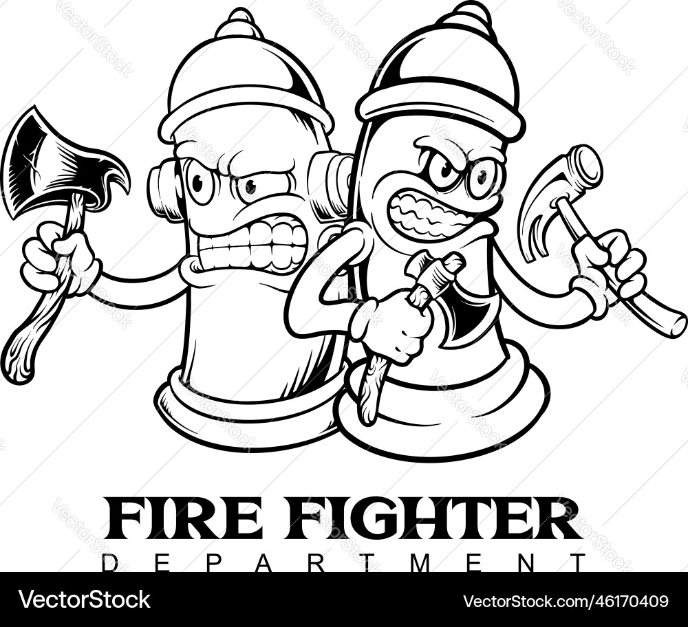 Hydrant firefighter department logo black Vector Image