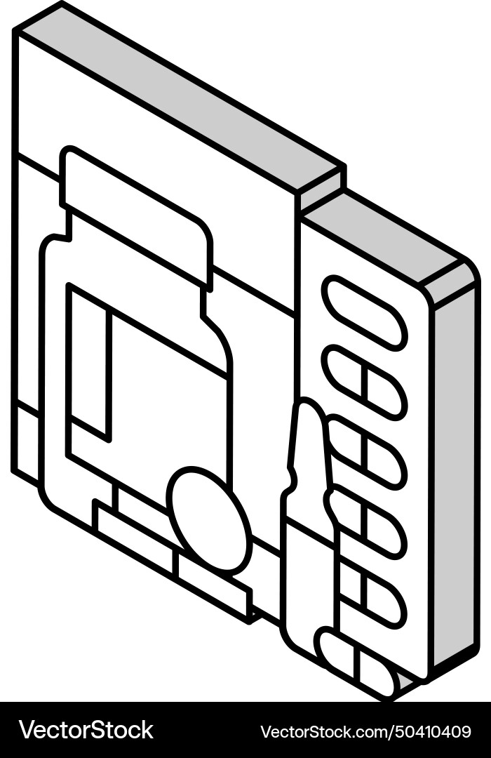 Medication packaging pharmacist isometric icon Vector Image