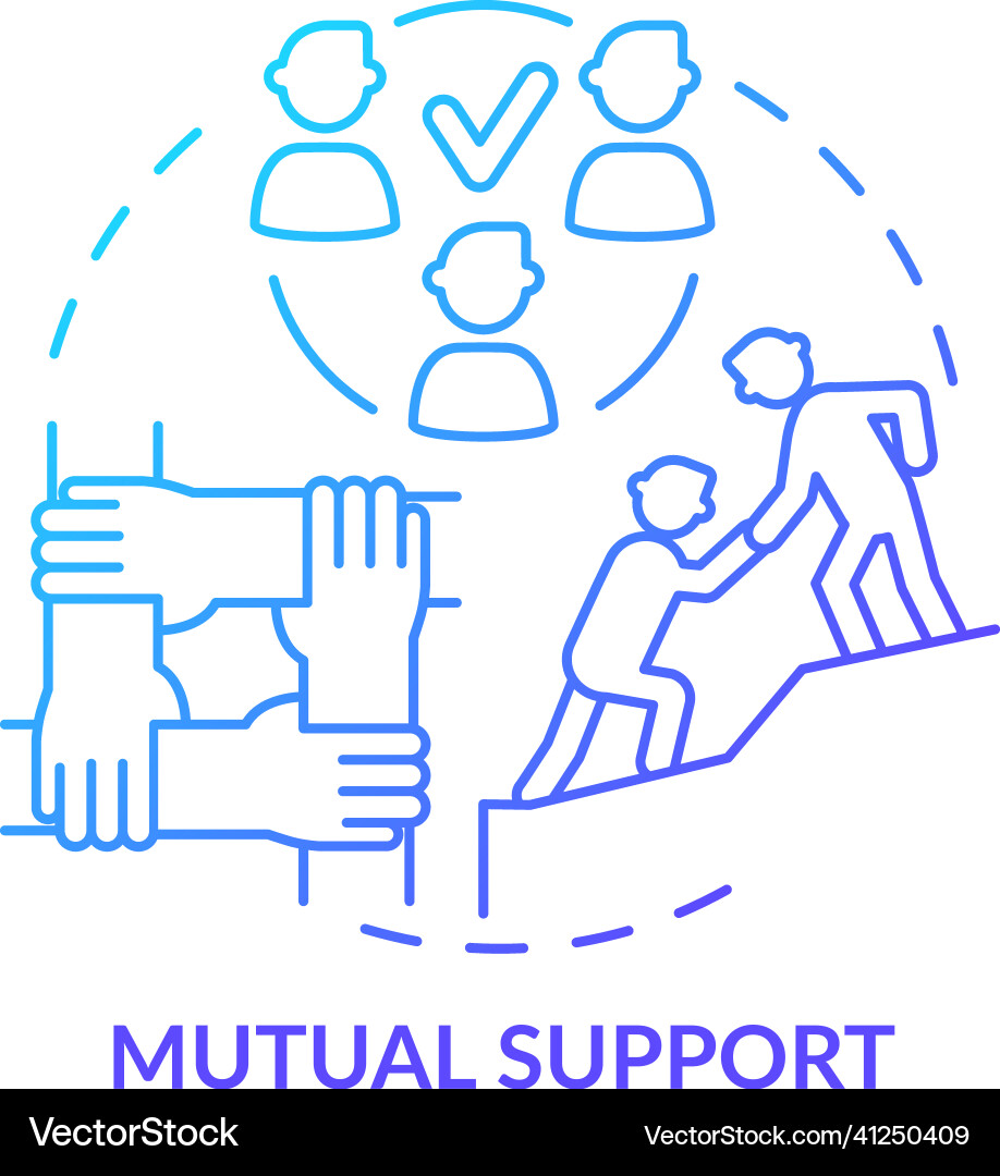 Mutual support blue gradient concept icon Vector Image