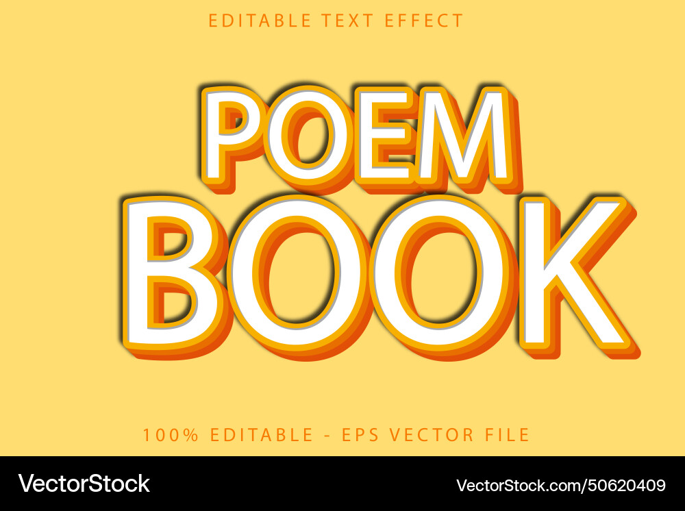 Poem book editable text effect cartoon style Vector Image