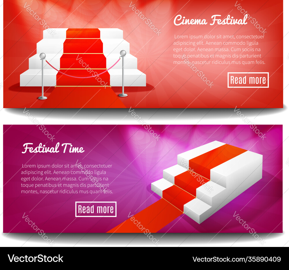 Red carpet stairs banners Royalty Free Vector Image