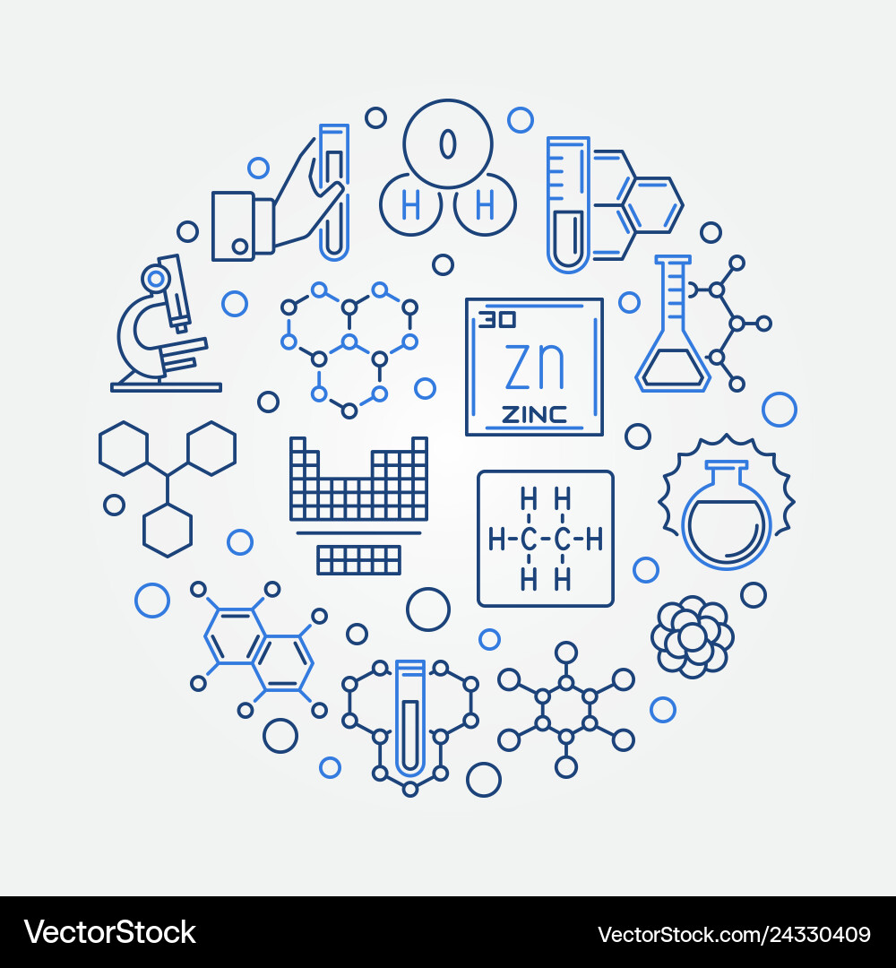 Science and chemistry round outline Royalty Free Vector
