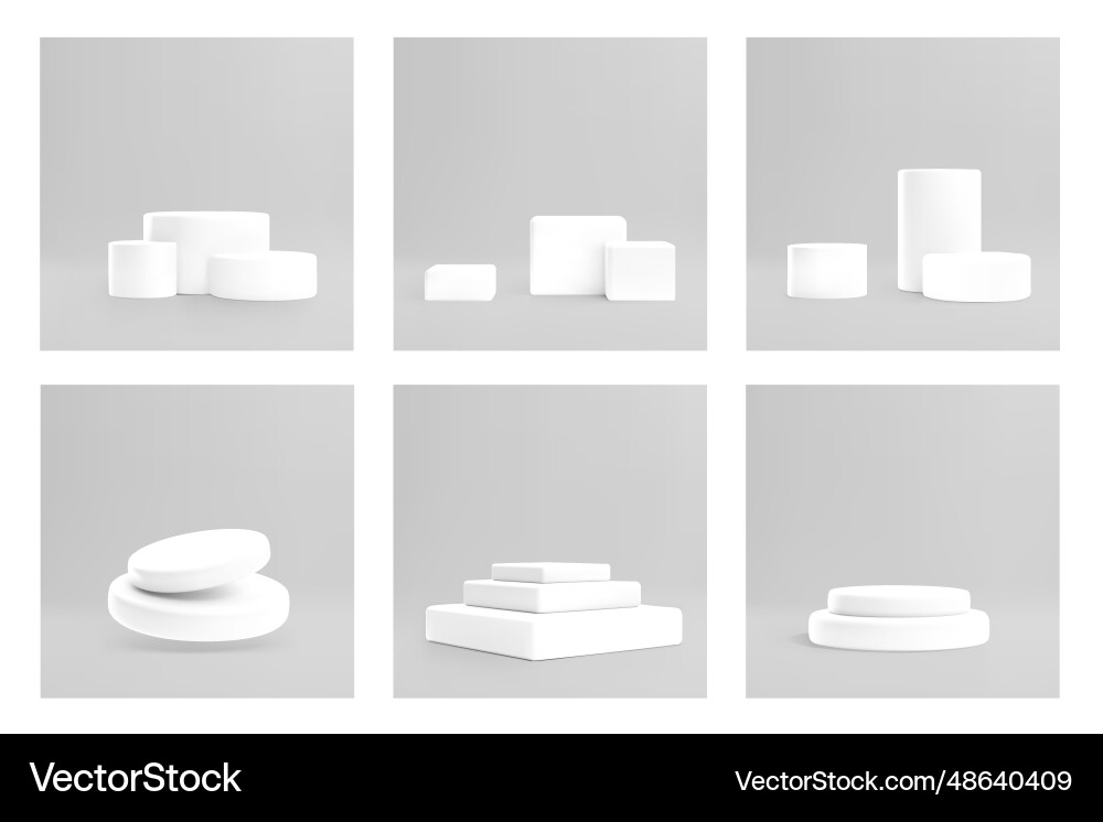 Set of different podiums and geometric figures Vector Image