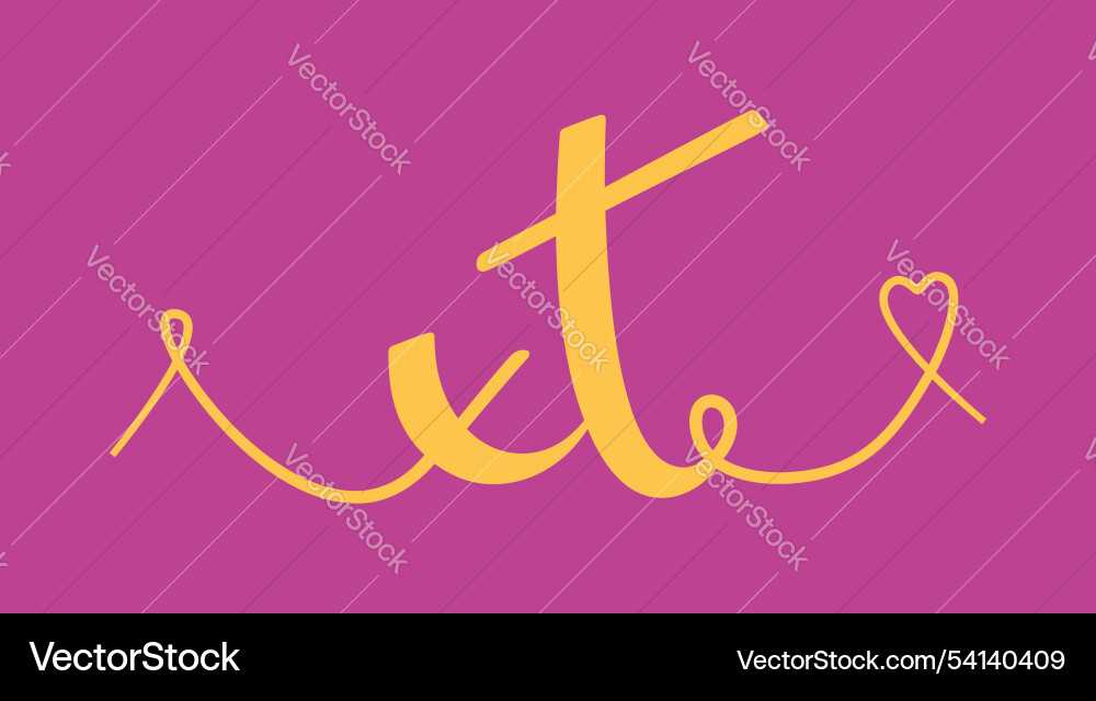 Xt initial wedding monogram calligraphy hand Vector Image
