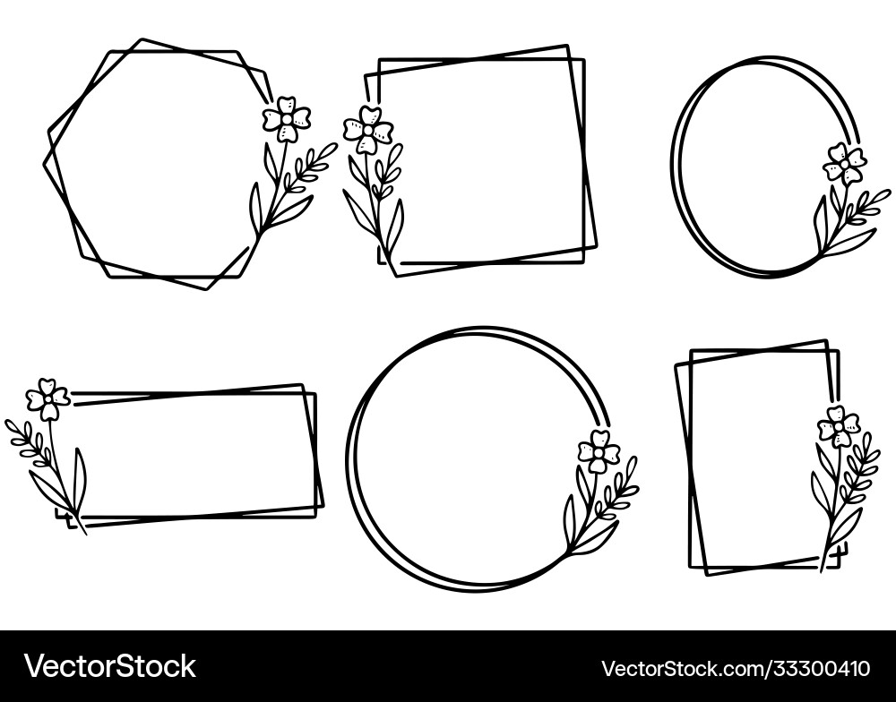 0015 hand drawn floral frame Royalty Free Vector Image