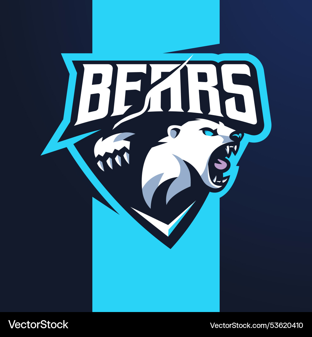 Angry bear sports logo Royalty Free Vector Image